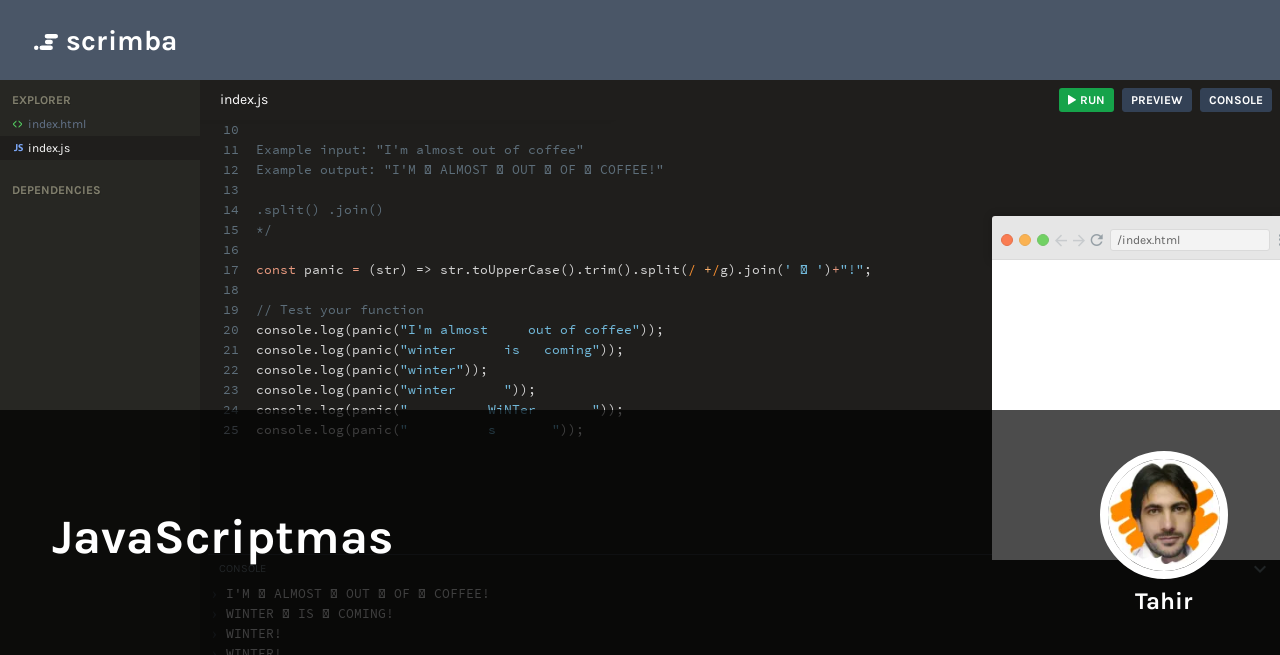 #JavaScriptmas Day 1: 😱 Panic Function