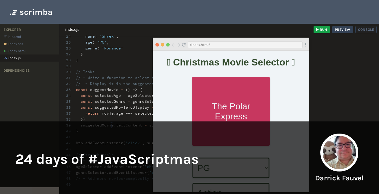 JavaScriptmas 2021: Day 16 - Christmas Movie Selector [my solution]