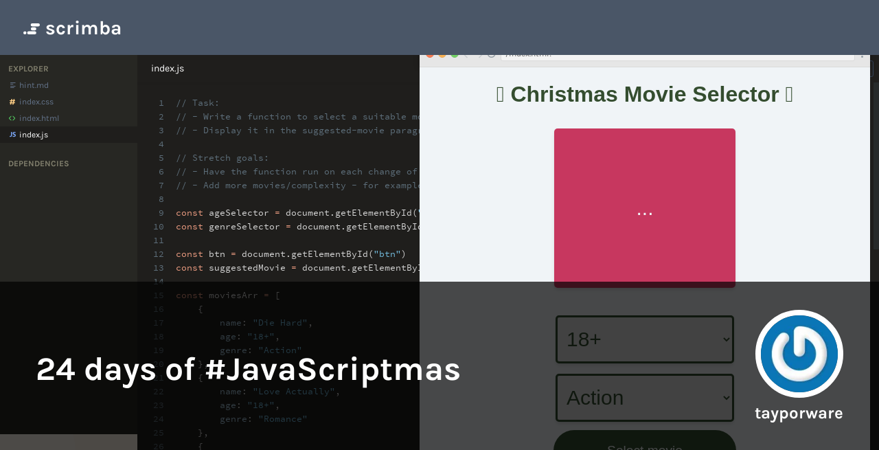 Solution for day 16 of #JavaScriptmas 2021