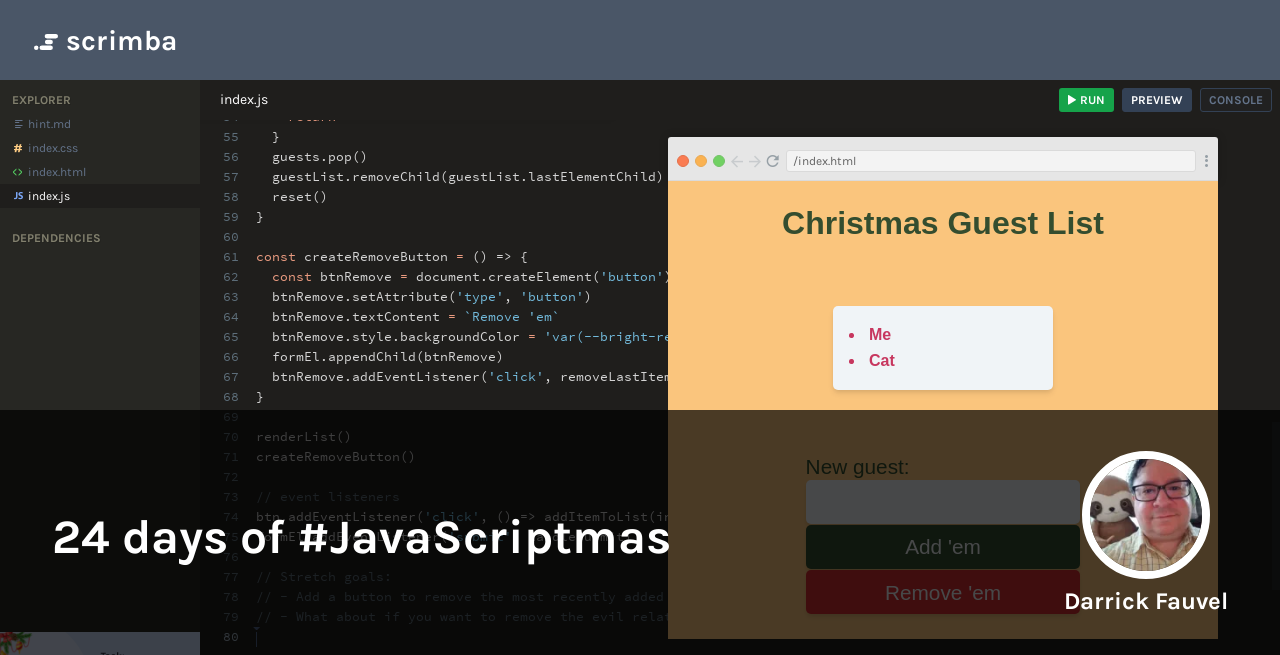 JavaScriptmas 2021: Day 12 - Christmas Guest List [my solution]